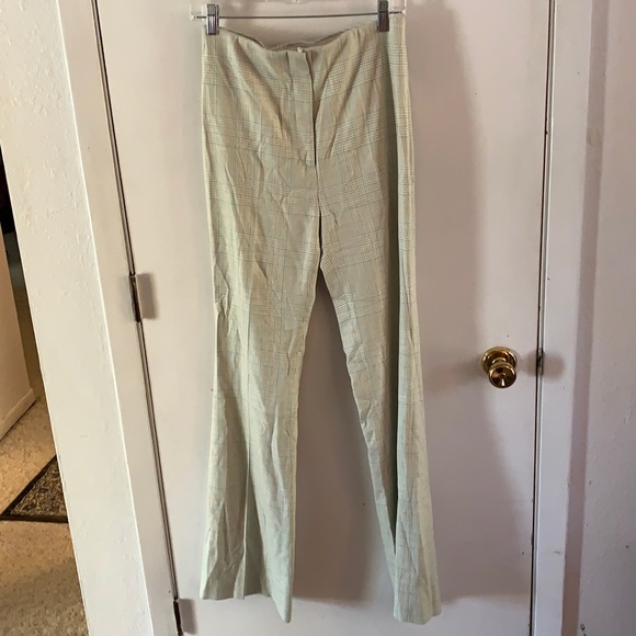 Zara | Pants & Jumpsuits | Last Chance Zara Green Plaid High Waist Wide ...
